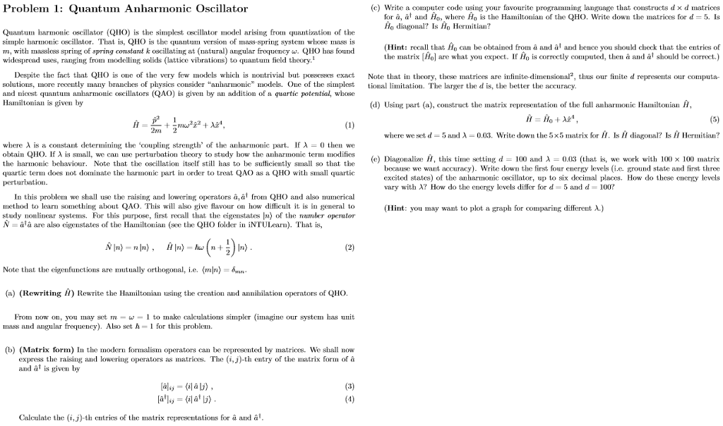 Quantum harmonic oscillator (QHO) is the simplest | Chegg.com