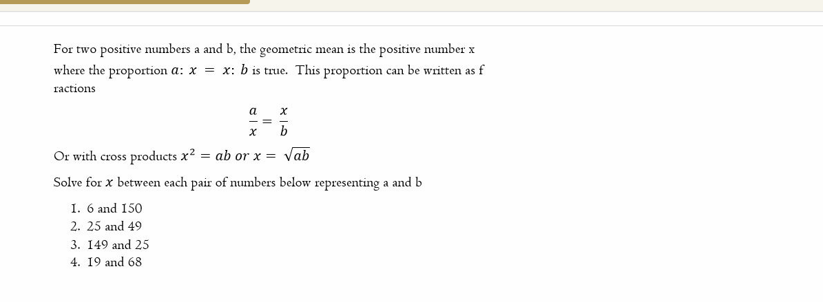 Geometric Mean Of Two Numbers
