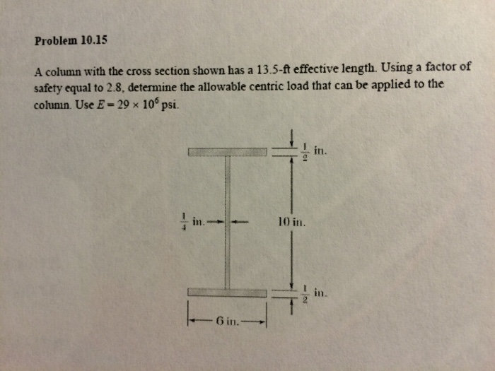 Solved A column with the cross section shown has a 13.5-ft | Chegg.com