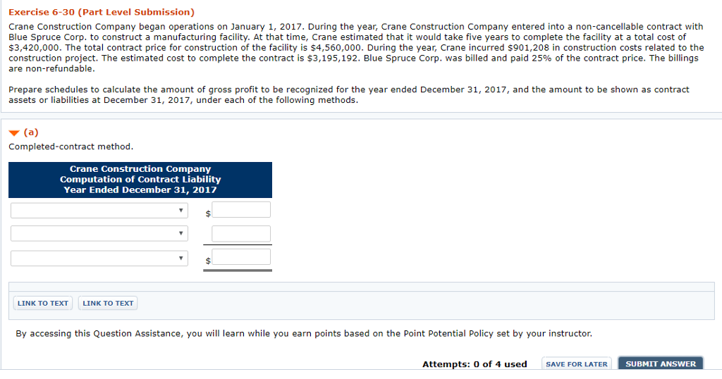 Solved Exercise 6-30 (Part Level Submission) Crane | Chegg.com
