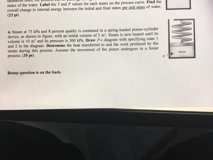 Solved Steam at 75 kPa and 8 percent quality is contained in | Chegg.com