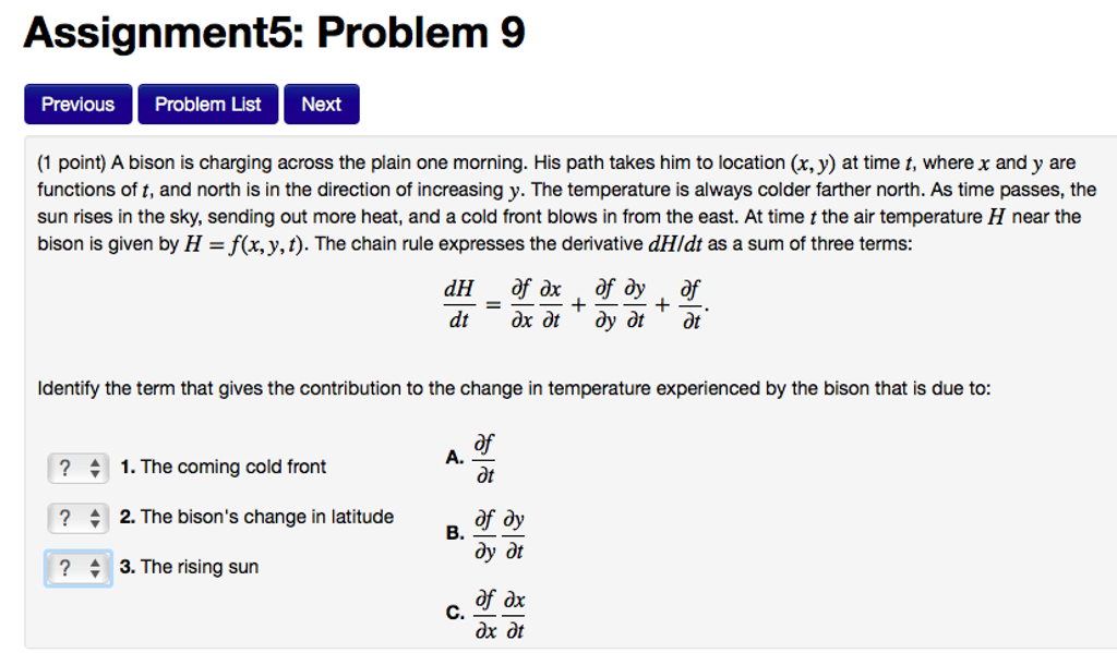 Solved Assignment5: Problem 9 Previous Problem ist next (1 | Chegg.com