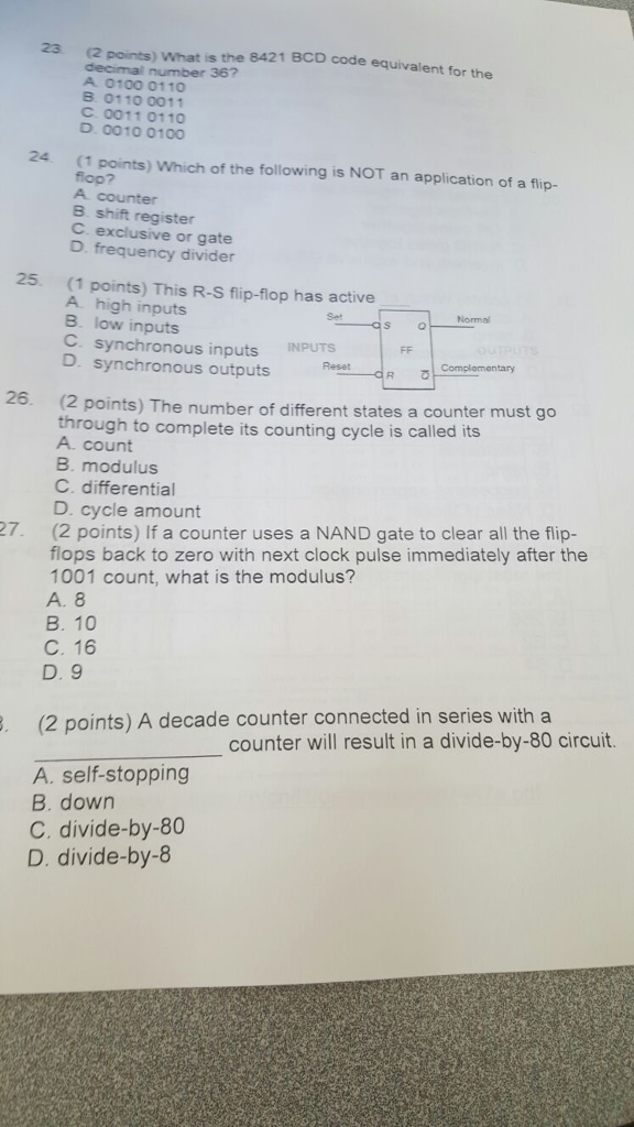 Solved Part Multiple choice (Circle one answer for each | Chegg.com