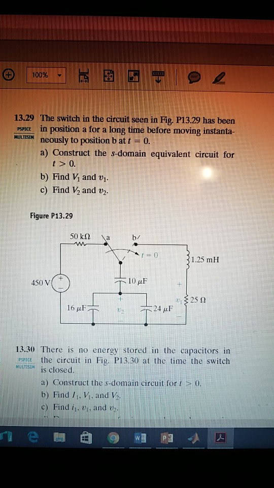 Solved 100 1329 The Switch In The Circuit Seen In Fig 