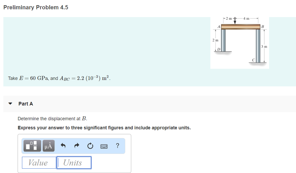 Solved Preliminary Problem 4.5 4 m 2 m 3 m Take E-60 GPa, | Chegg.com