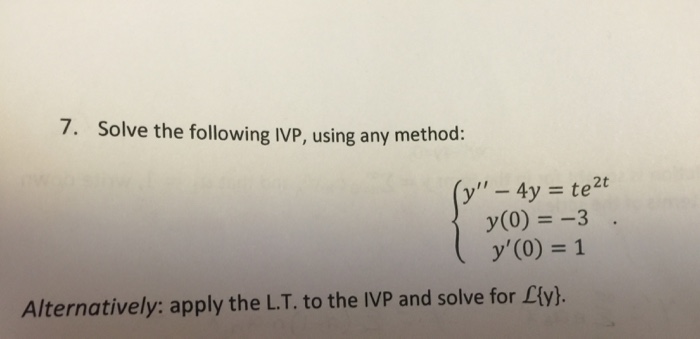 Solved Solve the following IVP, using any method: { y" -4y | Chegg.com