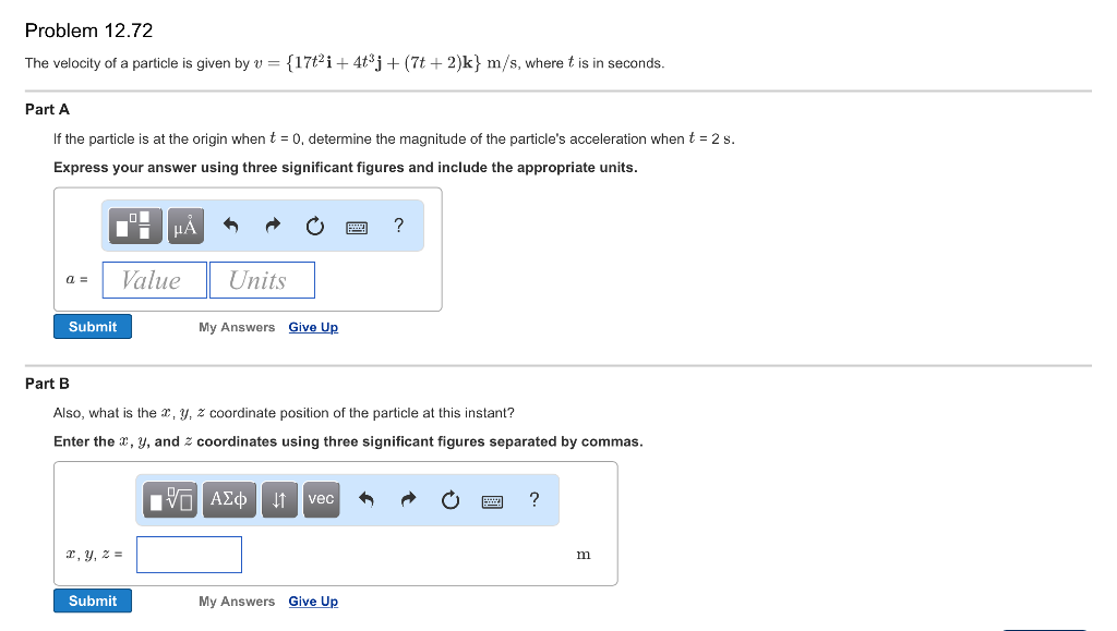 Solved The velocity of a particle is given by upsilon = | Chegg.com