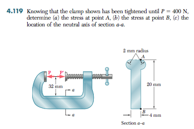 Solved 4.119 Knowing that the clamp shown has been tightened | Chegg.com