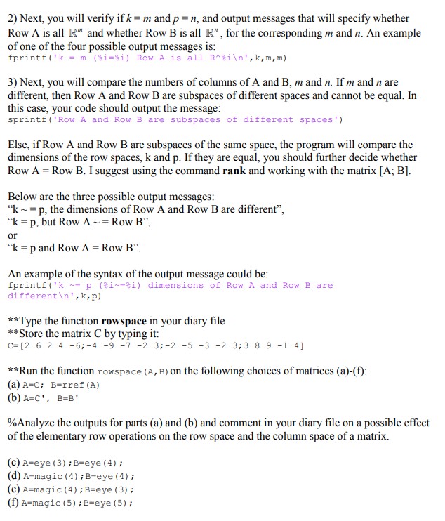 In this exercise, you will be given two matrices A | Chegg.com