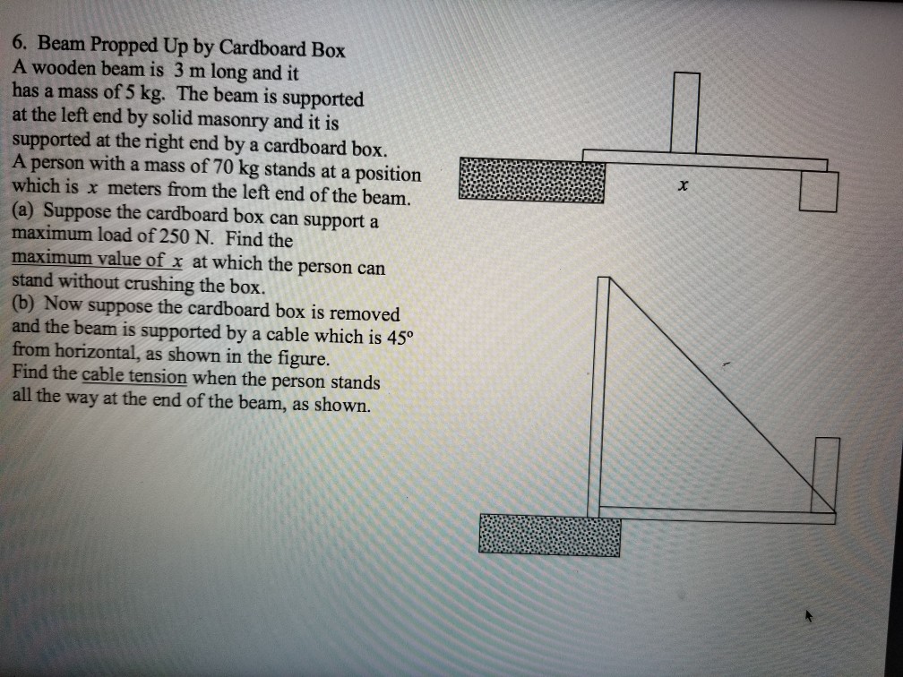 Solved 6. Beam Propped Up by Cardboard Box A wooden beam is | Chegg.com