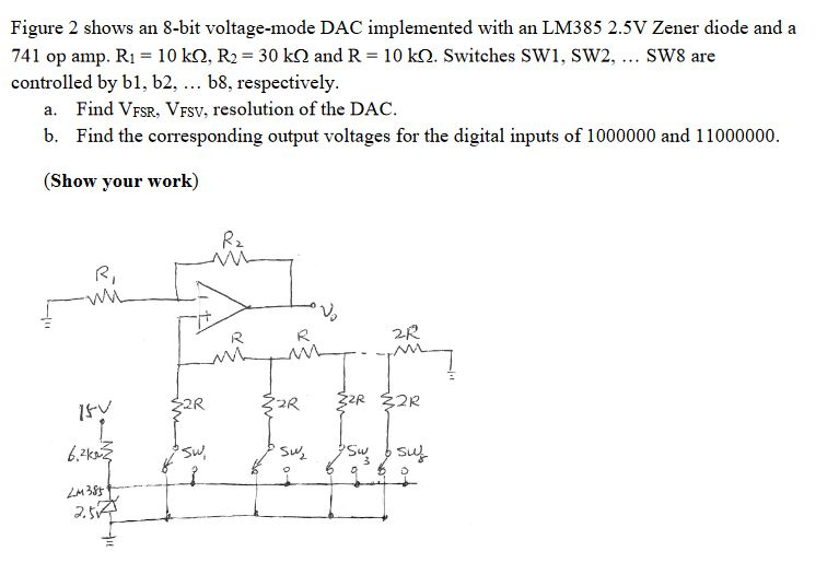 Solved Figure 2 shows an 8-bit voltage-mode DAC implemented | Chegg.com