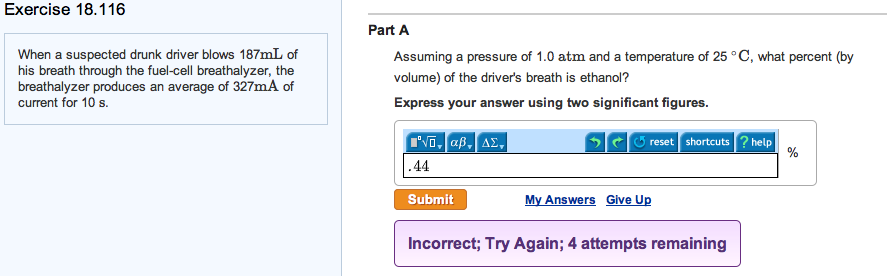Solved When A Suspected Drunk Driver Blows 187ml Of His Chegg