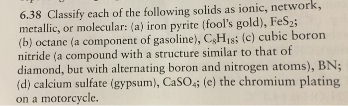 Solved Classify each of the following solids as ionic, | Chegg.com