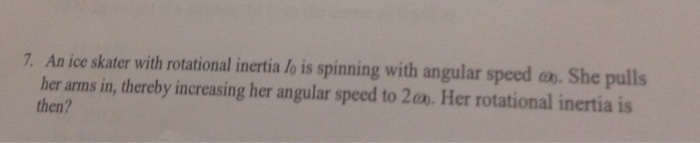Solved An ice skater with rotational inertia I0 is spinning | Chegg.com