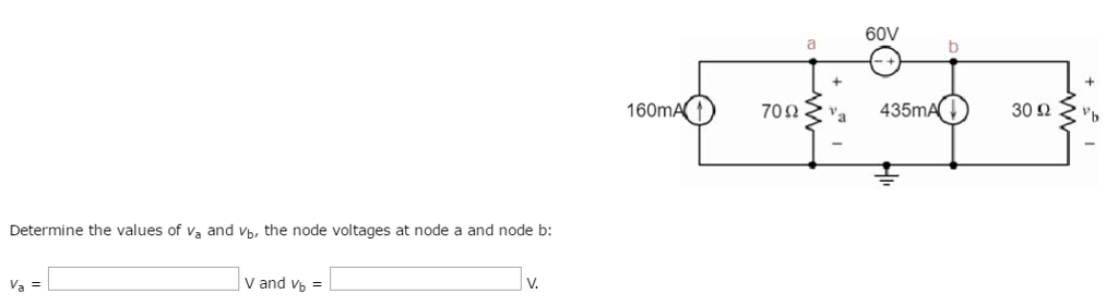 Solved Determine the values of v_a and v_b, the node | Chegg.com