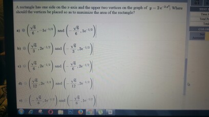 A rectangle has one side on the x-axis and the upper | Chegg.com