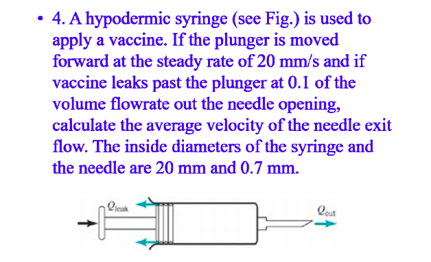 Solved 4. A hypodermic syringe (see Fig.) is used to apply a | Chegg.com