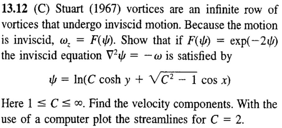 13.12 (C) Stuart (1967) vortices are an infinite row | Chegg.com