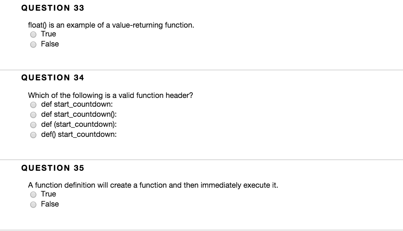 Solved QUESTION 33 float0 is an example of a value-returning | Chegg.com