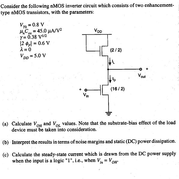 Solved Consider the following nMOS inverter circuit which | Chegg.com