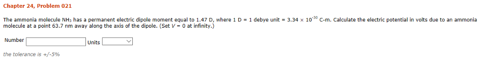 Solved Chapter 24, Problem 021 1 debye unit = 3.34 × 10-30 | Chegg.com