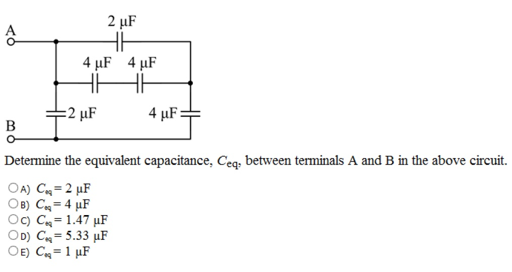 Solved Determine the equivalent capacitance. Ceq. between | Chegg.com