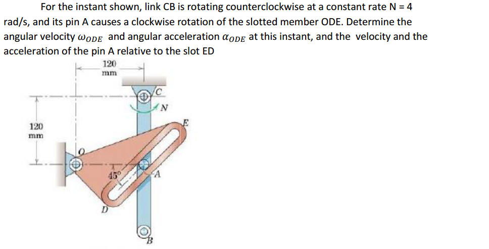 Solved For the instant shown, link CB is rotating | Chegg.com