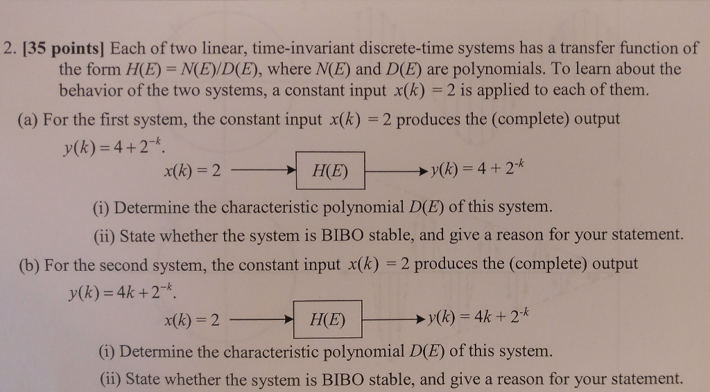 Solved 2. 135 points] Each of two linear, time-invariant | Chegg.com