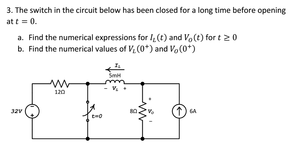 Solved The switch in the circuit below has been closed for a | Chegg.com