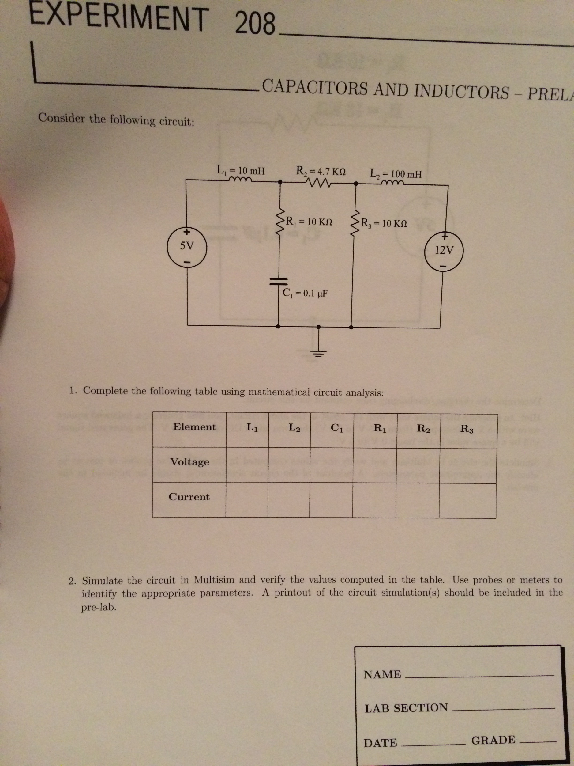 Consider the following circuit: Complete the | Chegg.com Consider the following circuit: Complete the | Chegg.com