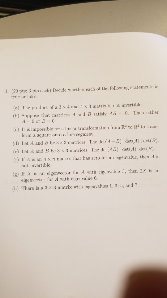 Solved 1. (20 pts; 3 pts each) Decide whether each of the | Chegg.com Solved 1. (20 pts; 3 pts each) Decide whether each of the | Chegg.com