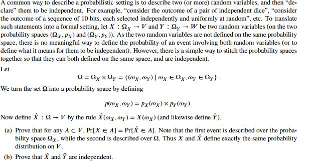Solved A common way to describe a probabilistic setting is | Chegg.com