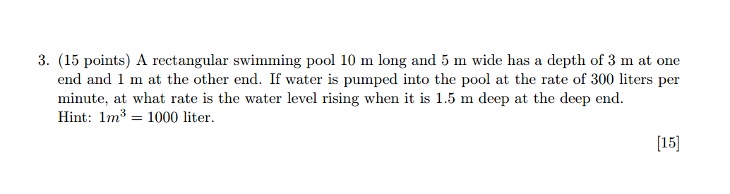 Solved A rectangular swimming pool 10 m long and 5 m wide | Chegg.com