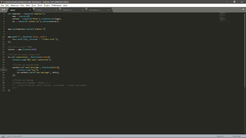 Solved I am working on the chatroom using node.js and | Chegg.com