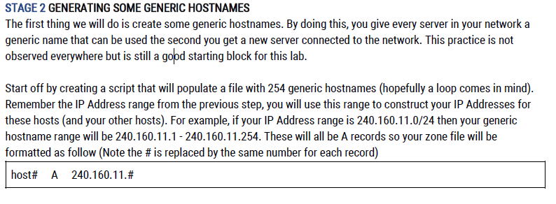 Solved STAGE 2 GENERATING SOME GENERIC HOSTNAMES The first | Chegg.com
