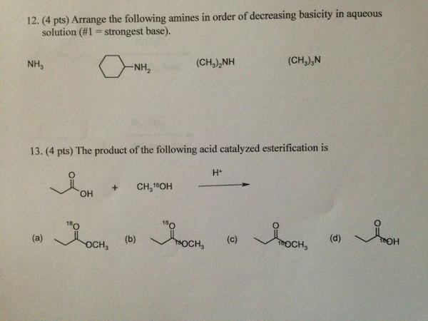 Solved Arrange the following amines in order of decreasing | Chegg.com