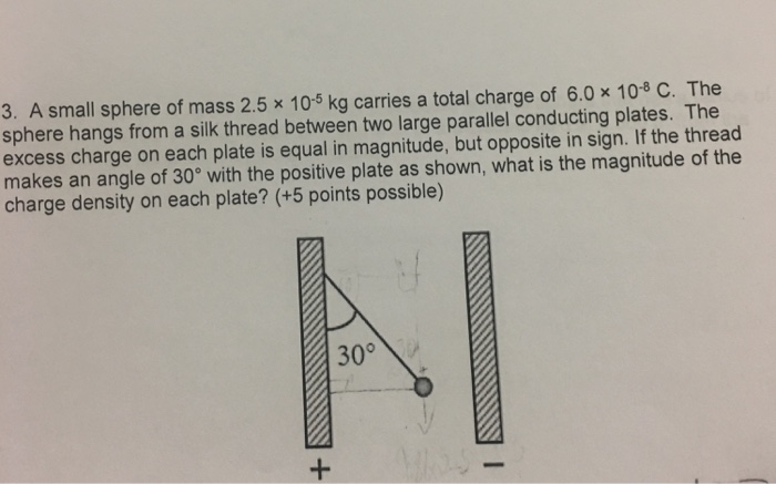 Solved A small sphere of mass 2.5 times 10^5 kg carries a | Chegg.com