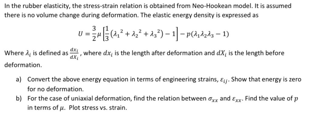 Solved In the rubber elasticity, the stress-strain relation | Chegg.com