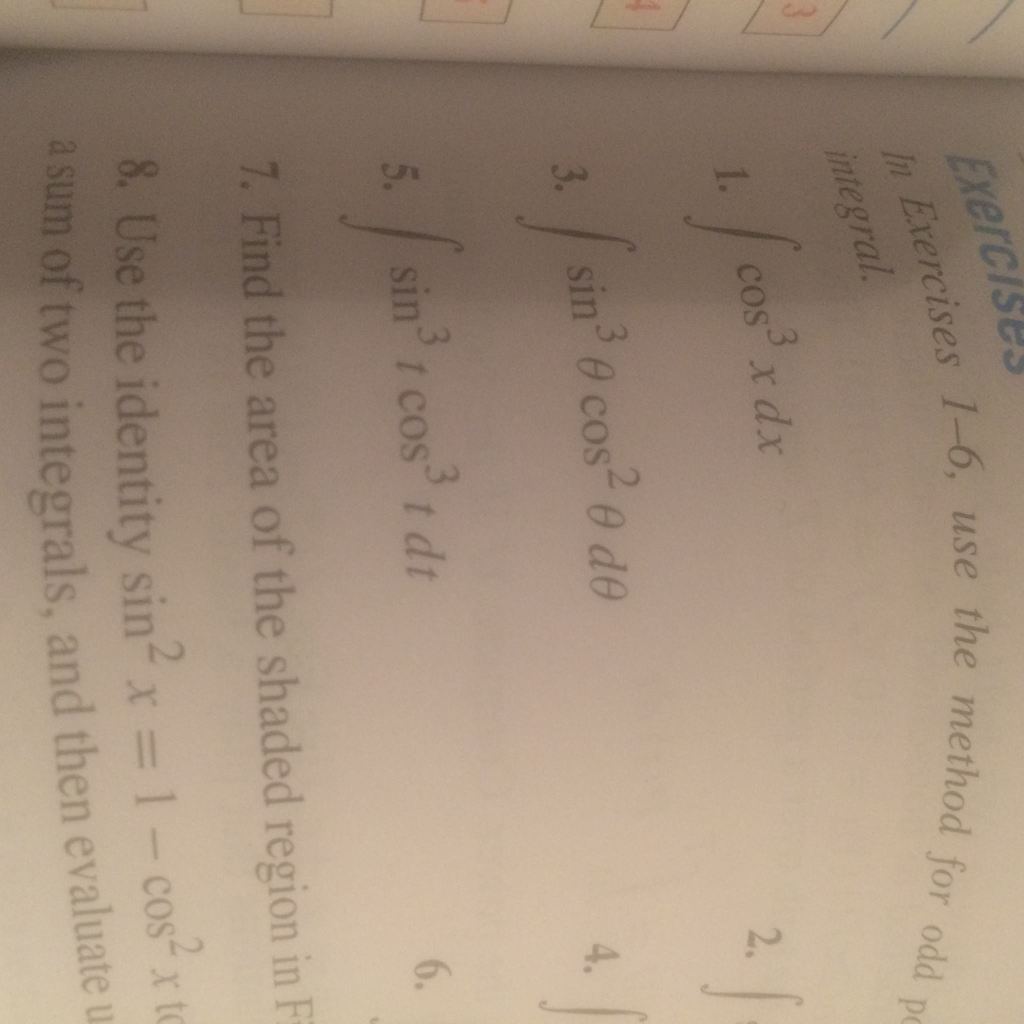 Solved In Exercises 1-6, use the method for odd integral. | Chegg.com