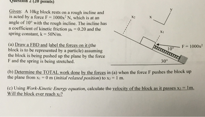 Solved Given: A 10kg block rests on a rough incline and is | Chegg.com