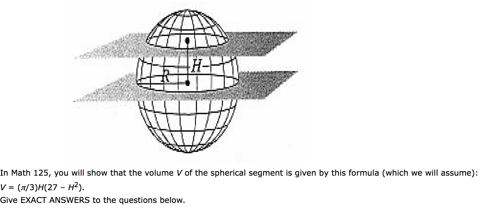 Solved A sphere of radius 3 inches is sliced with two | Chegg.com