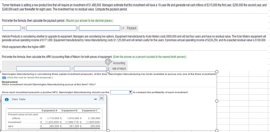 Solved Turner Hardware is adding a new product line that | Chegg.com
