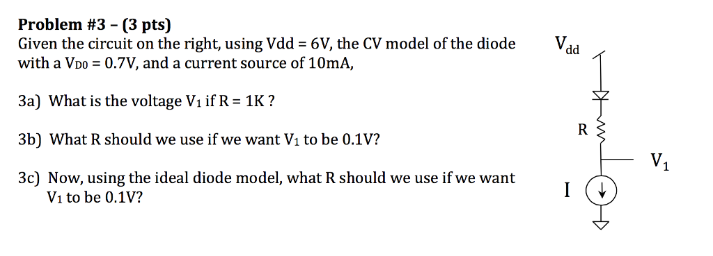Solved Given the circuit on the right, using Vdd = 6V, the | Chegg.com