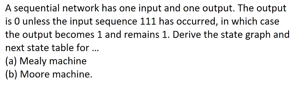 Solved A sequential network has one input and one output. | Chegg.com