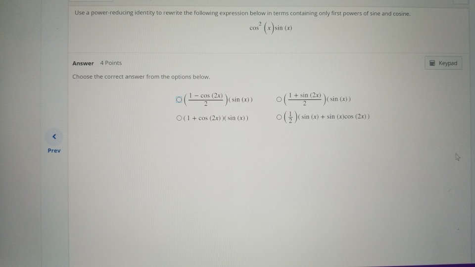 Solved Use a power-reducing identity to rewrite the | Chegg.com