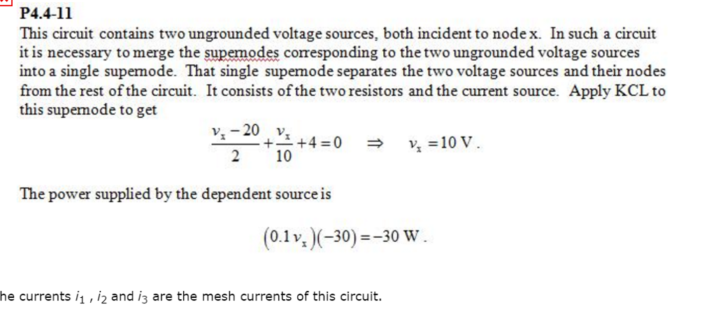 Solved P4.4-11 This circuit contains two ungrounded voltage | Chegg.com