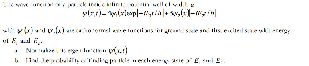 Solved The wave function of a particle inside infinite | Chegg.com