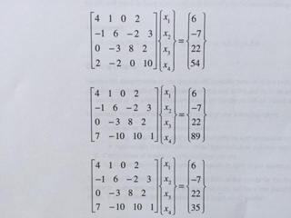 Solved Below are three sets of 4 linear simultaneous | Chegg.com