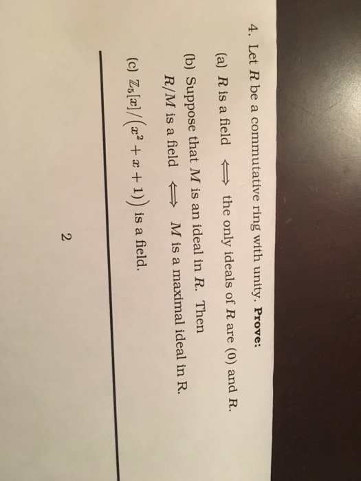 Solved Let R Be A Commutative Ring With Unity Prove R Is