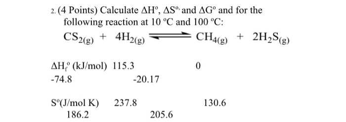 Solved Calculate Delta H degree, Delta S degree and Delta G | Chegg.com